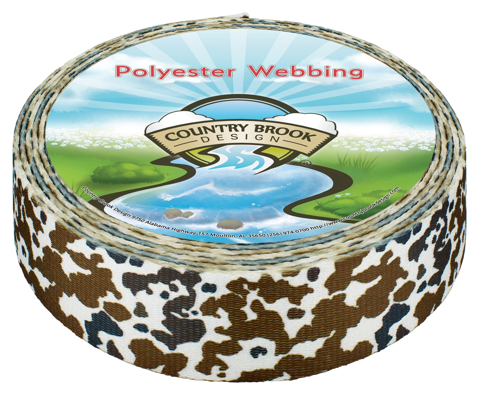 Country Brook Design® 1 inch Cow Print Polyester Webbing, 5 Yards ...