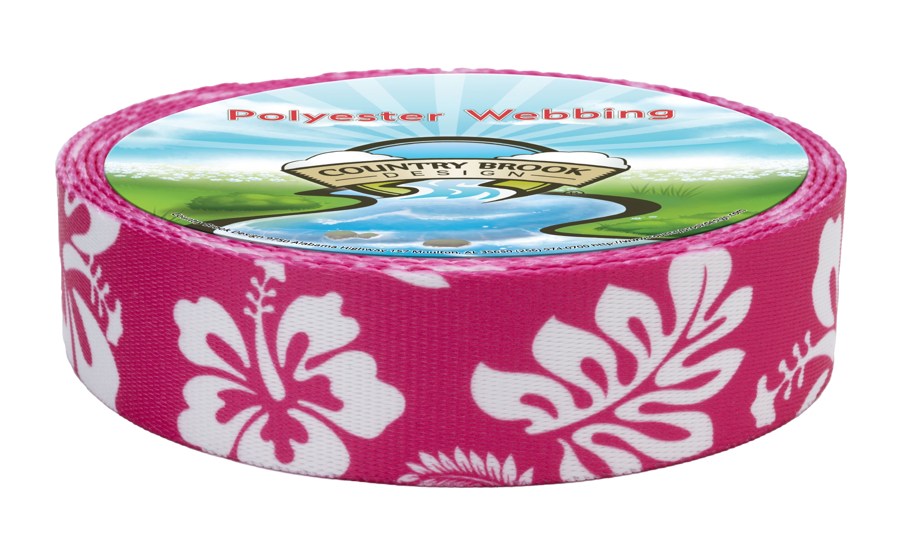 Country Brook Design® 1 inch Pink Hawaiian Polyester Webbing, 5 Yards ...