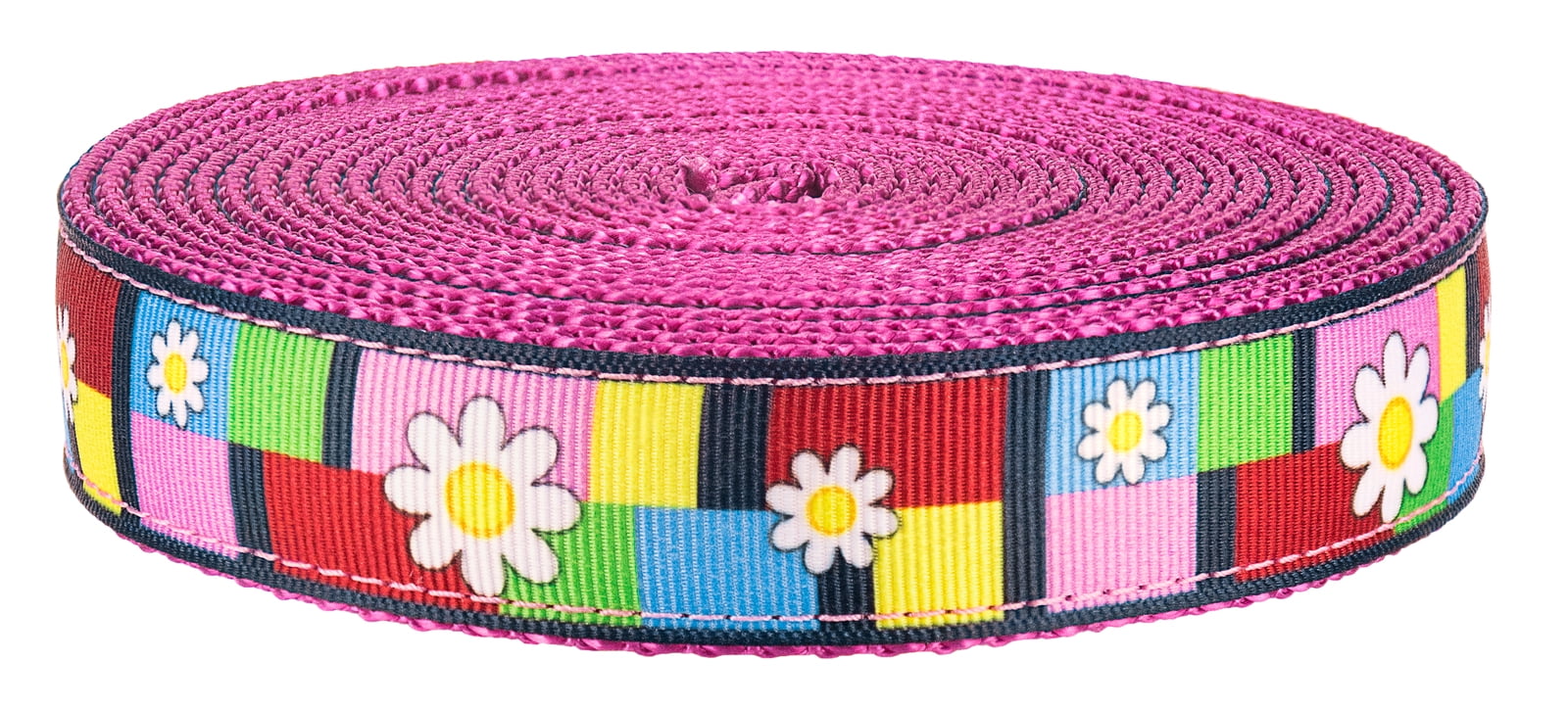 Country Brook Design® 1 inch Spring Daisies on Rose Nylon Webbing, 5 ...