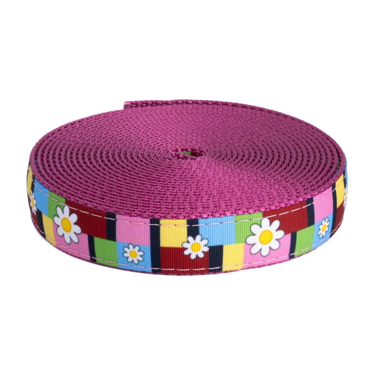 Country Brook Design® 1 inch Spring Daisies on Rose Nylon Webbing, 50 ...