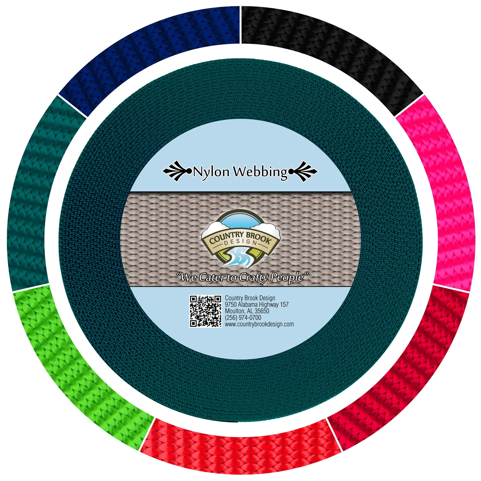 Country Brook Design® 1 inch Teal Reflective Nylon Webbing, 10 Yards ...
