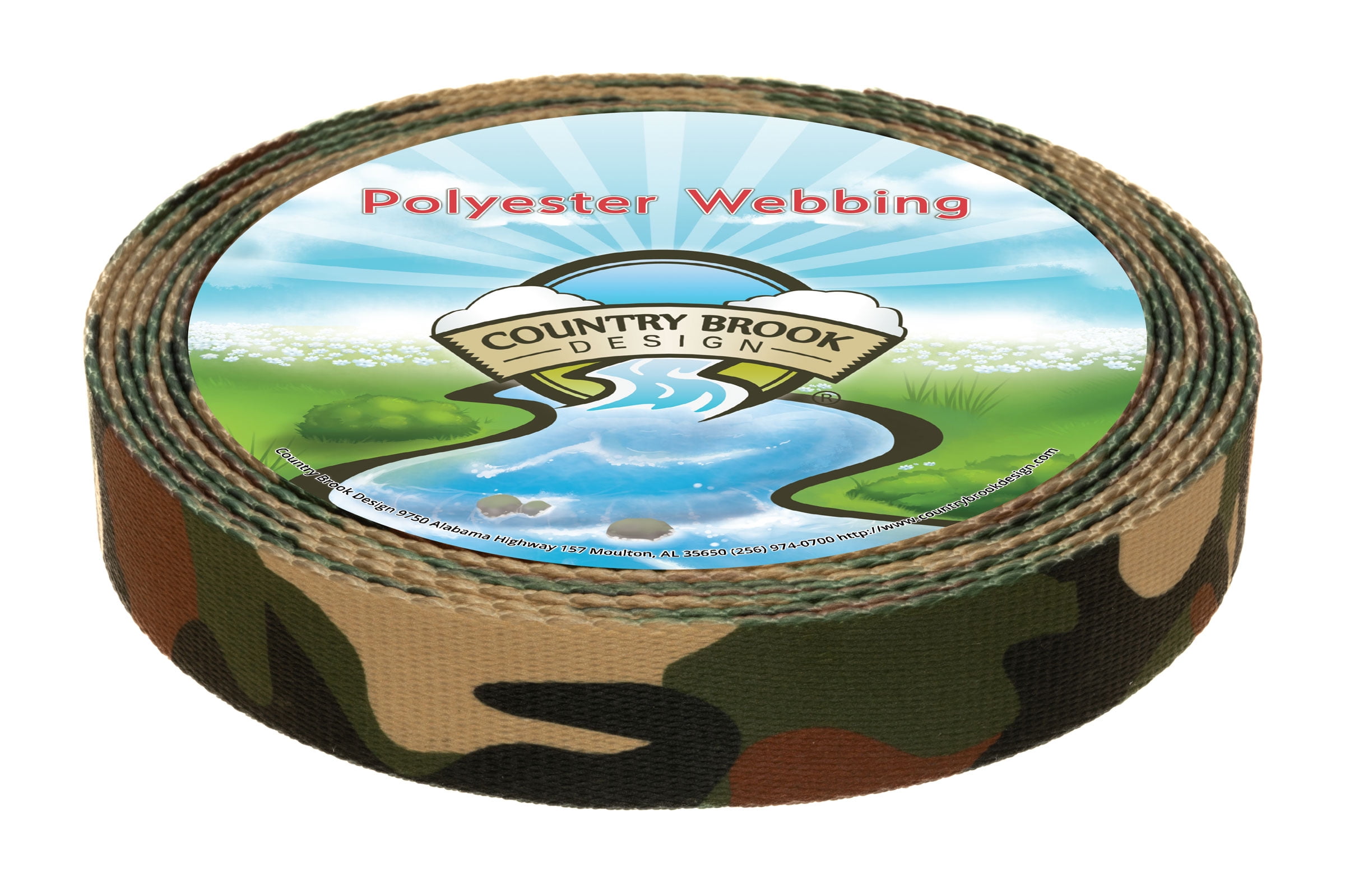 Country Brook Design® 1 inch Woodland Camo HD Polyester Webbing, 5 ...