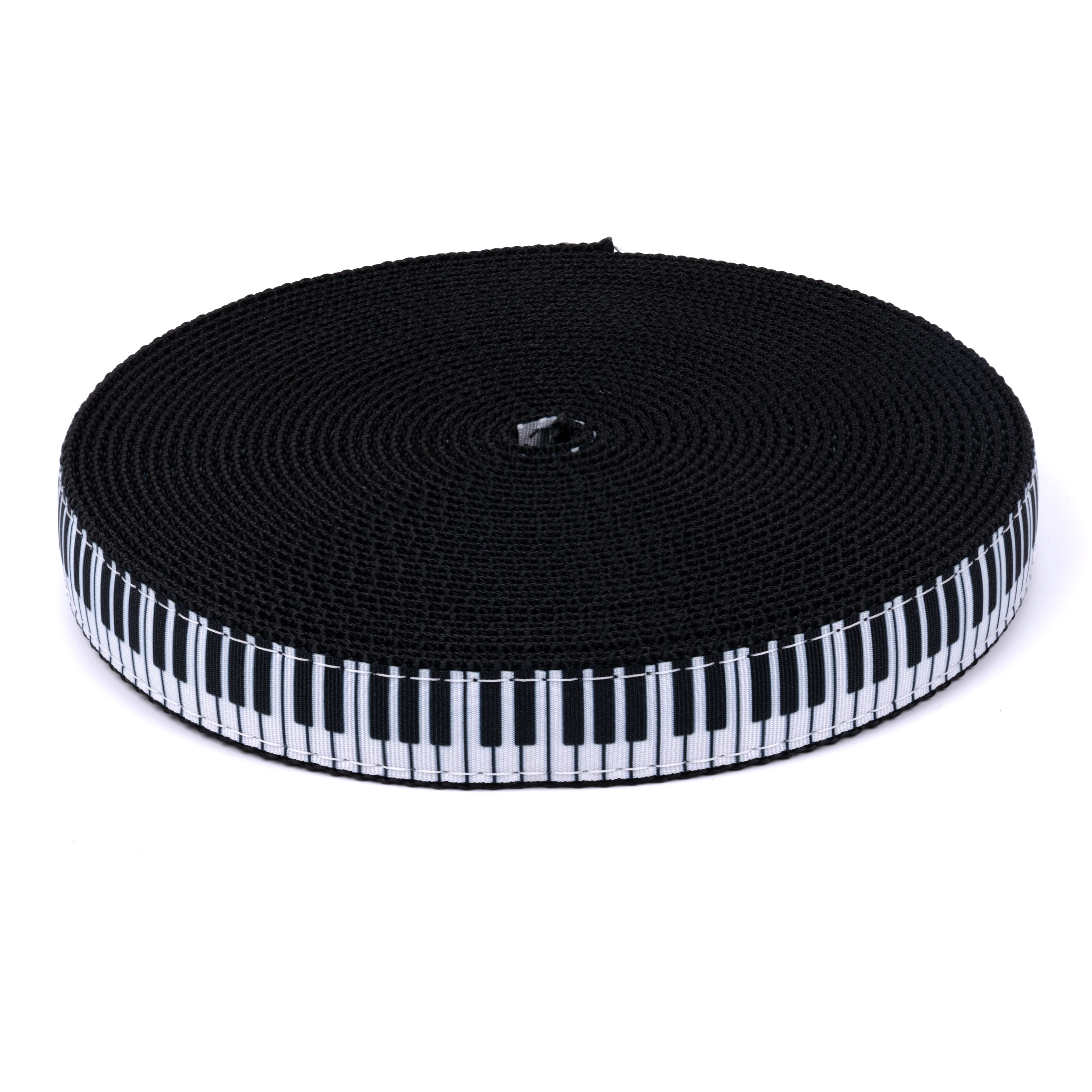 Country Brook Design® 3/4 Inch Piano Keys Ribbon on Black Nylon Webbing ...