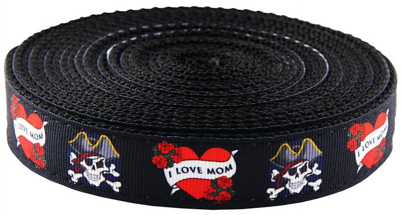 Country Brook Design® 3/4 inch I Love Mom Ribbon on Black Webbing, 50 ...