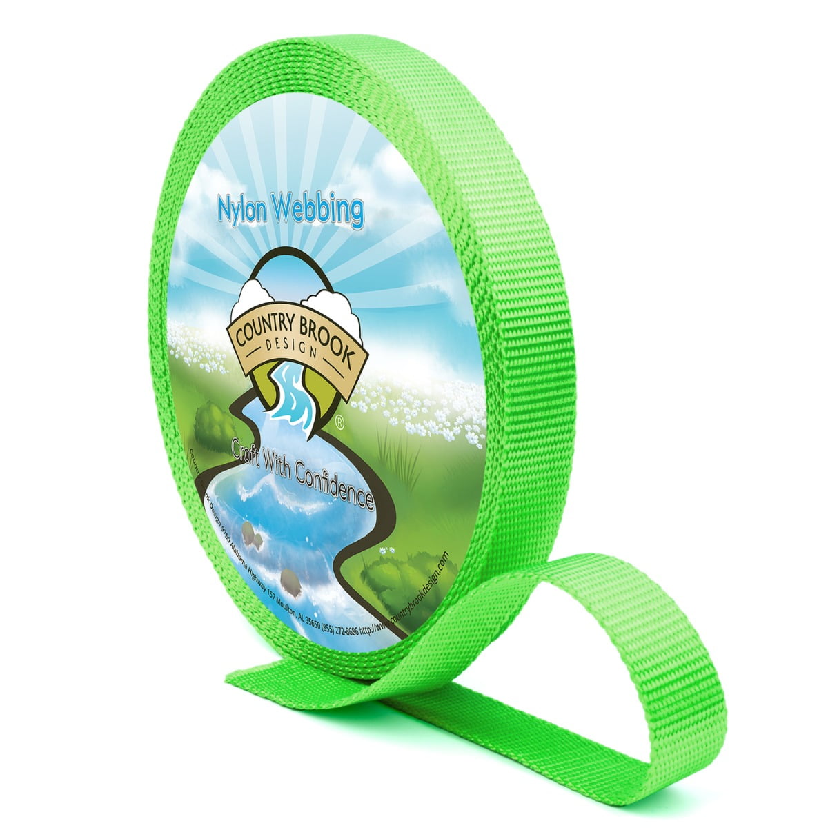 Country Brook Design® 5/8 inch Hot Lime Green Heavy Duty Nylon Webbing ...