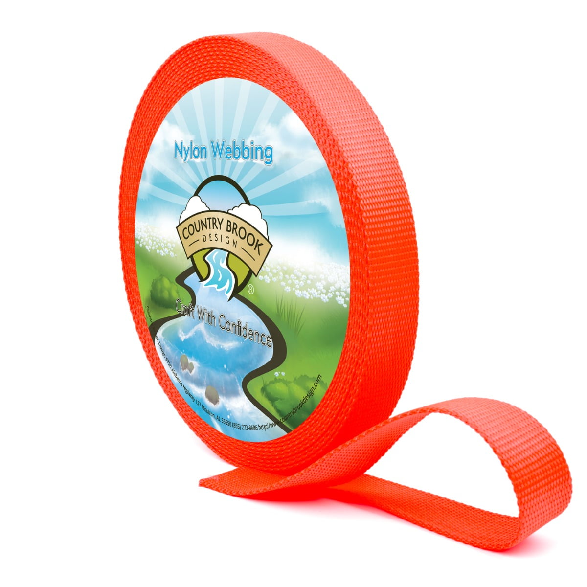 Country Brook Design® 5/8 inch Neon Orange Heavy Duty Nylon Webbing, 10 ...