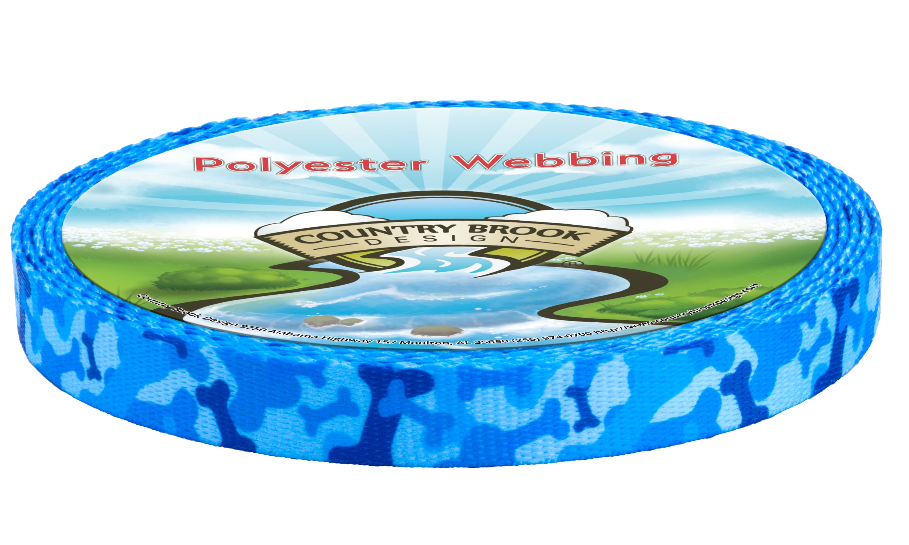 Country Brook Design - Blue Bone Camo Polyester Webbing (1/2 Inch, 10 ...
