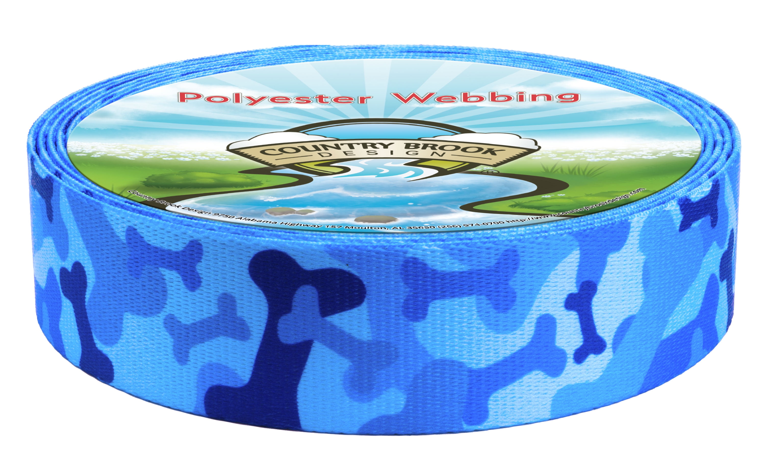 Country Brook Design - Blue Bone Camo Polyester Webbing (1 Inch ...
