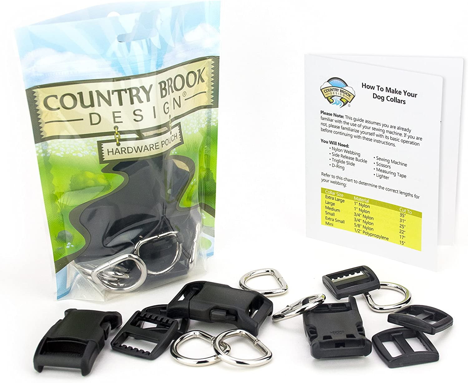 Country Brook Design Easy DIY Dog Collar Hardware Kit for (10) 3/4 Inch ...