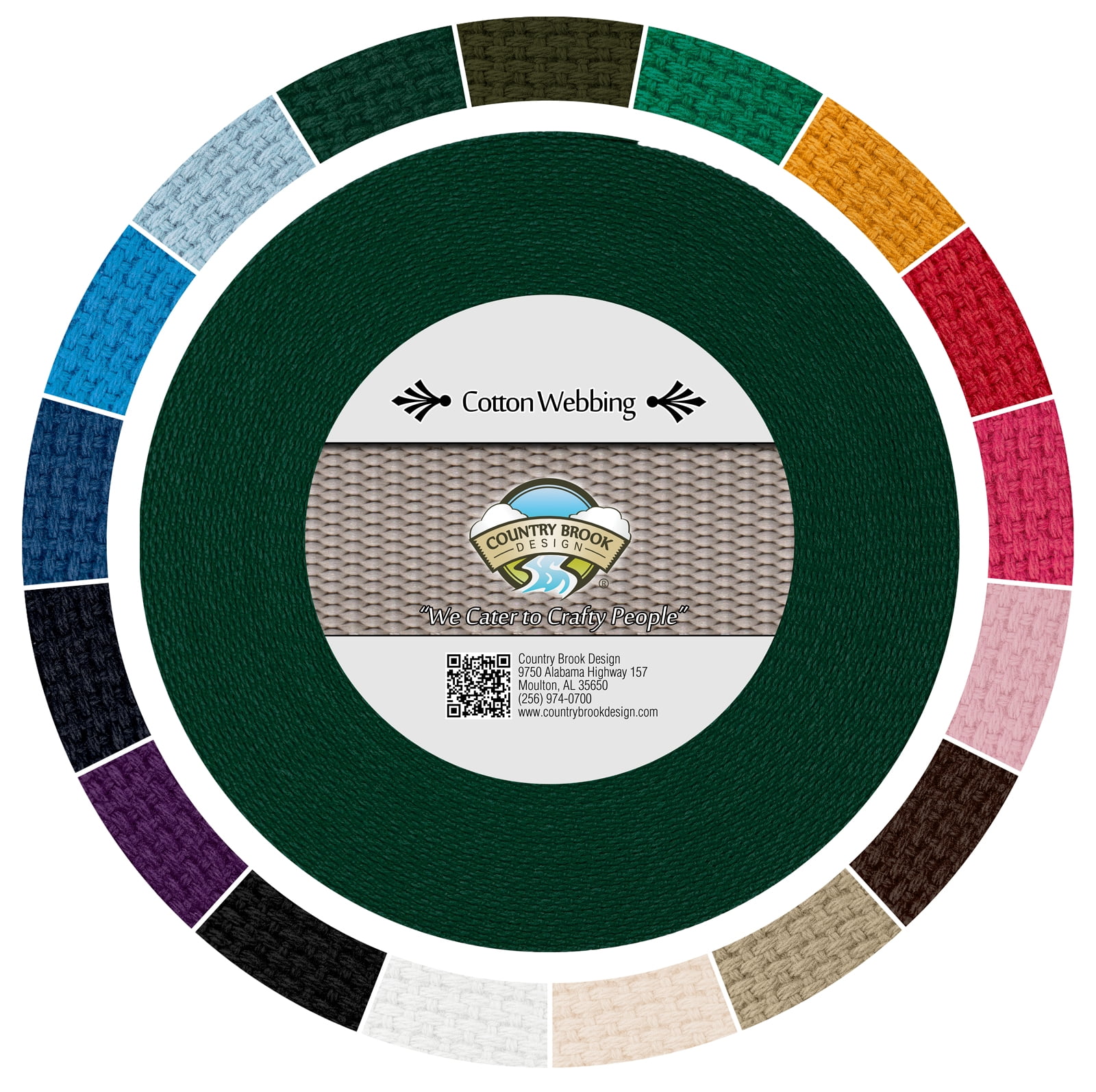 Country Brook Design - Green Heavy Cotton Webbing with 20 Vibrant Color ...