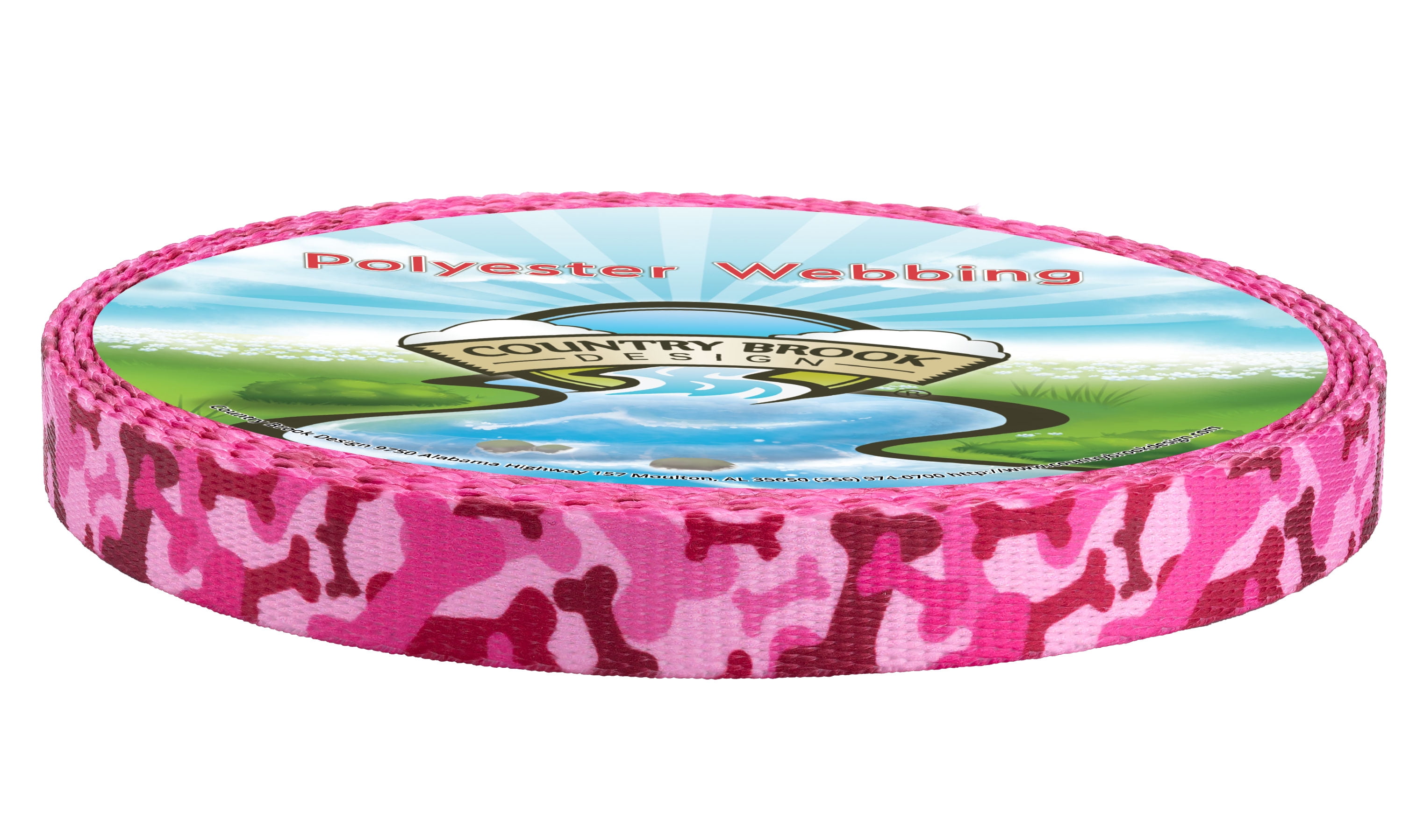 Country Brook Design - Pink Bone Camo Polyester Webbing (1/2 Inch, 50 ...