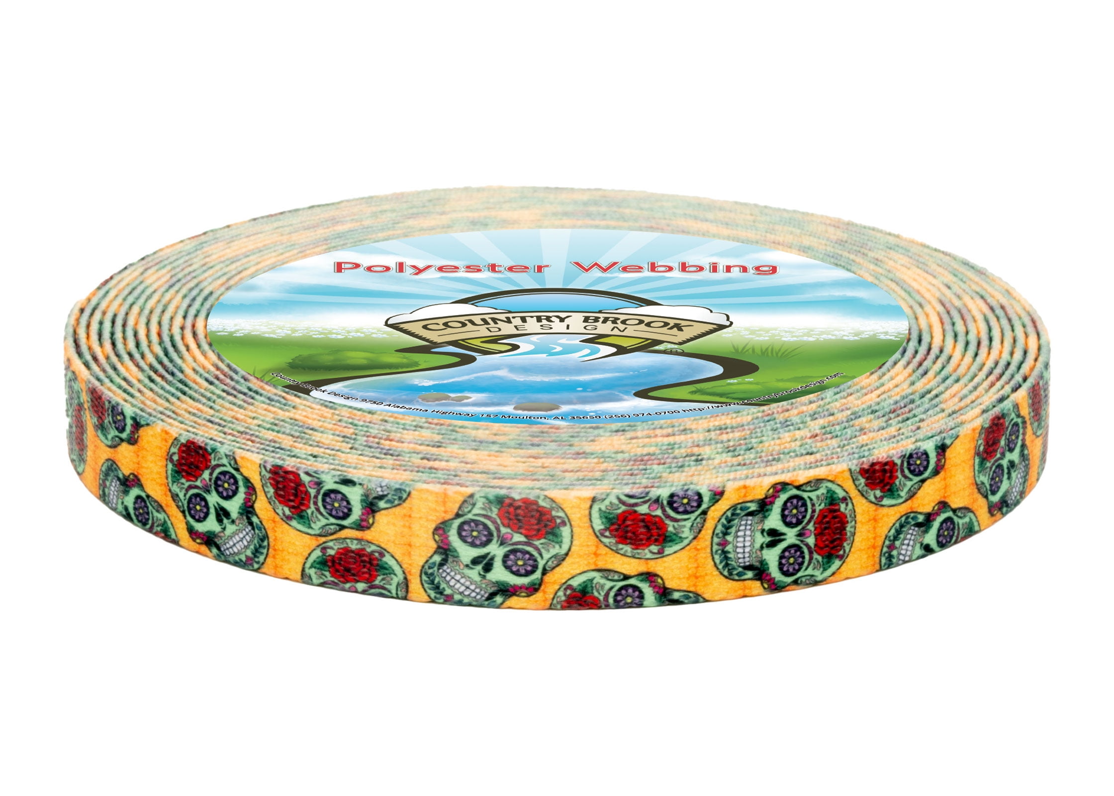 Country Brook Design - Sugar Skulls Polyester Webbing (3/4 Inch, 50 ...