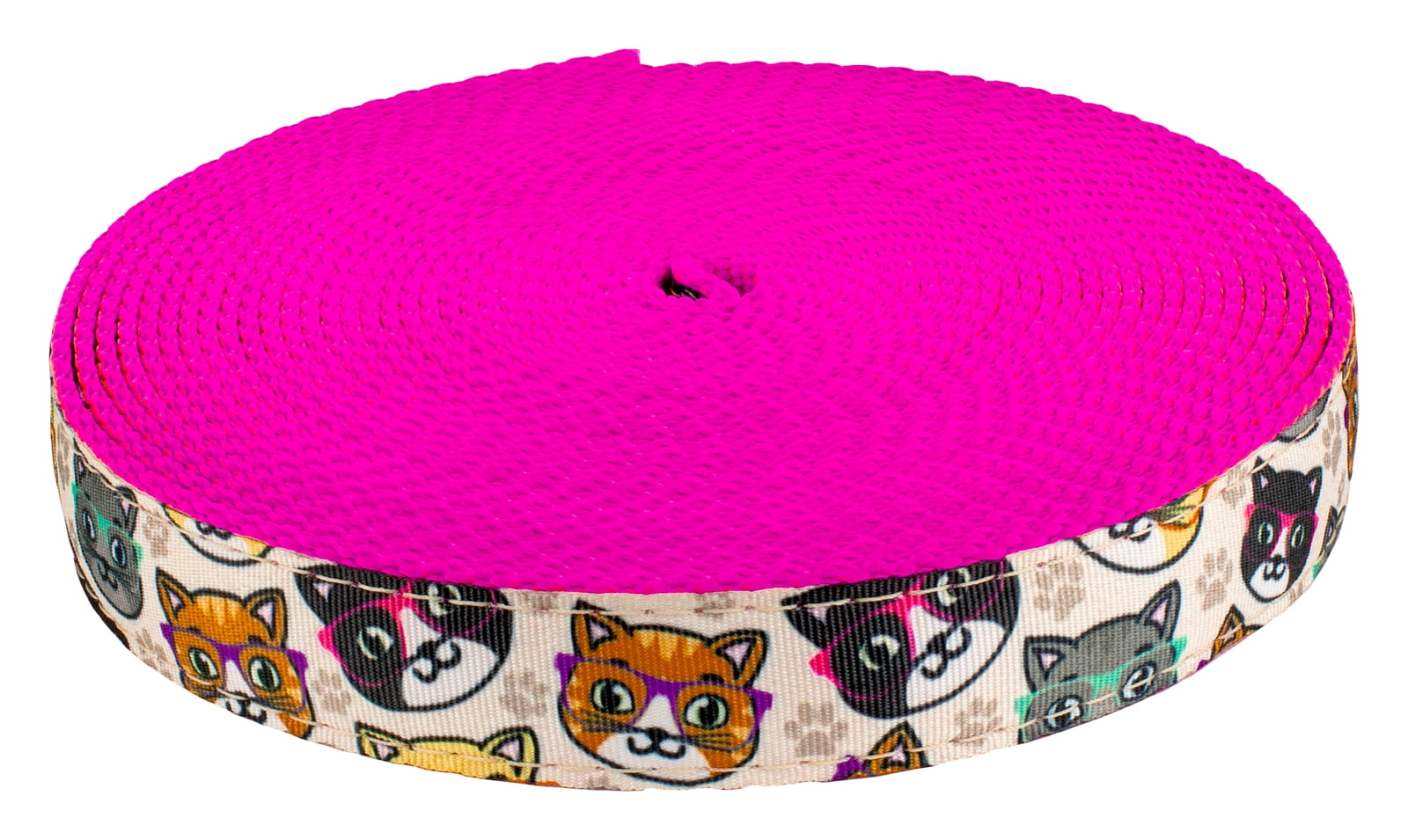 Country Brook Design - Whisker Wise Ribbon on Fuchsia Nylon Webbing (1 ...