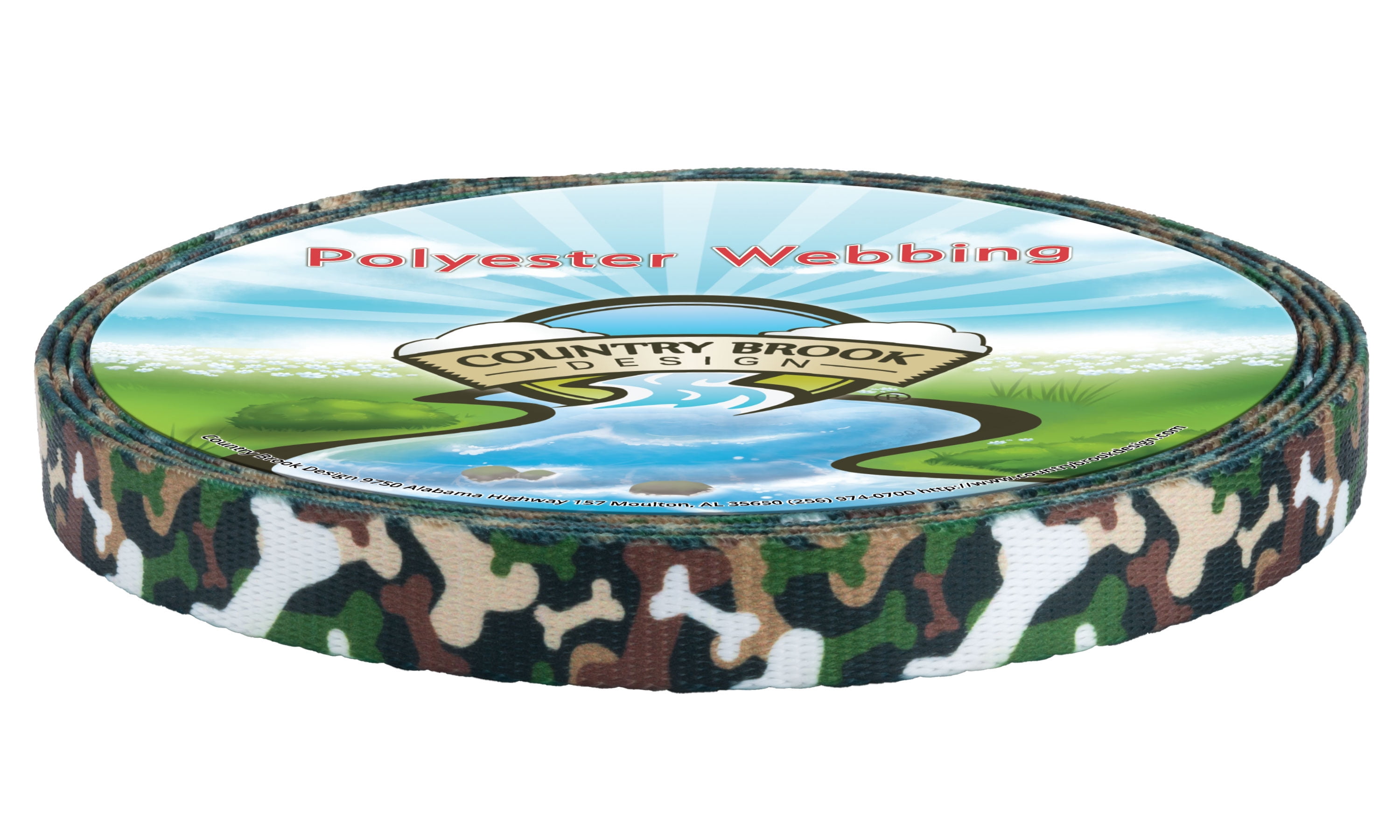 Country Brook Design - Woodland Bone Camo Polyester Webbing (5/8 Inch ...