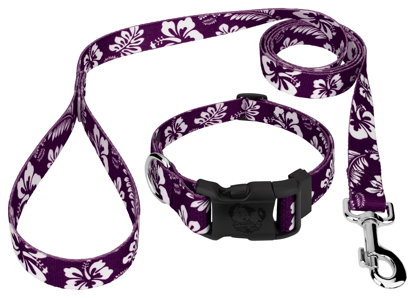 Country Brook Design® Purple Hawaiian Deluxe Dog Collar & Leash ...