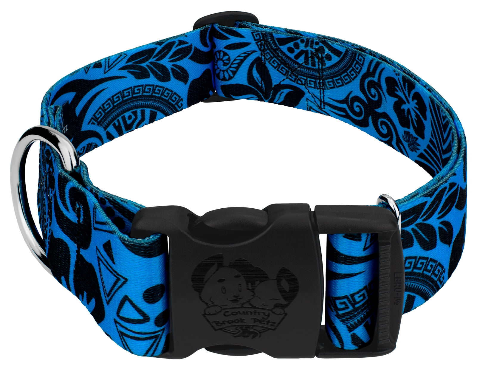 Country Brook Petz® 1 1/2 inch Deluxe Blue Polynesian Dog Collar ...