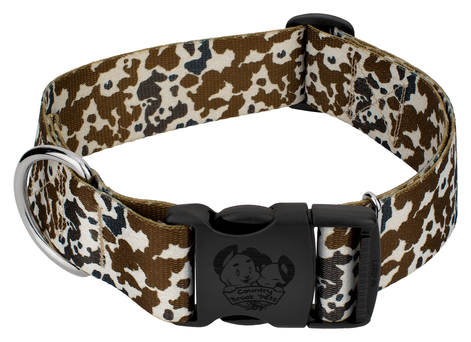 Country Brook Petz® 1 1/2 inch Deluxe Cow Print Dog Collar, Medium ...