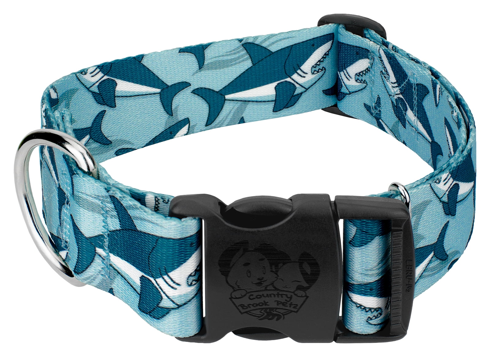 Country Brook Petz® 1 1/2 inch Deluxe Sharks Dog Collar, Large ...