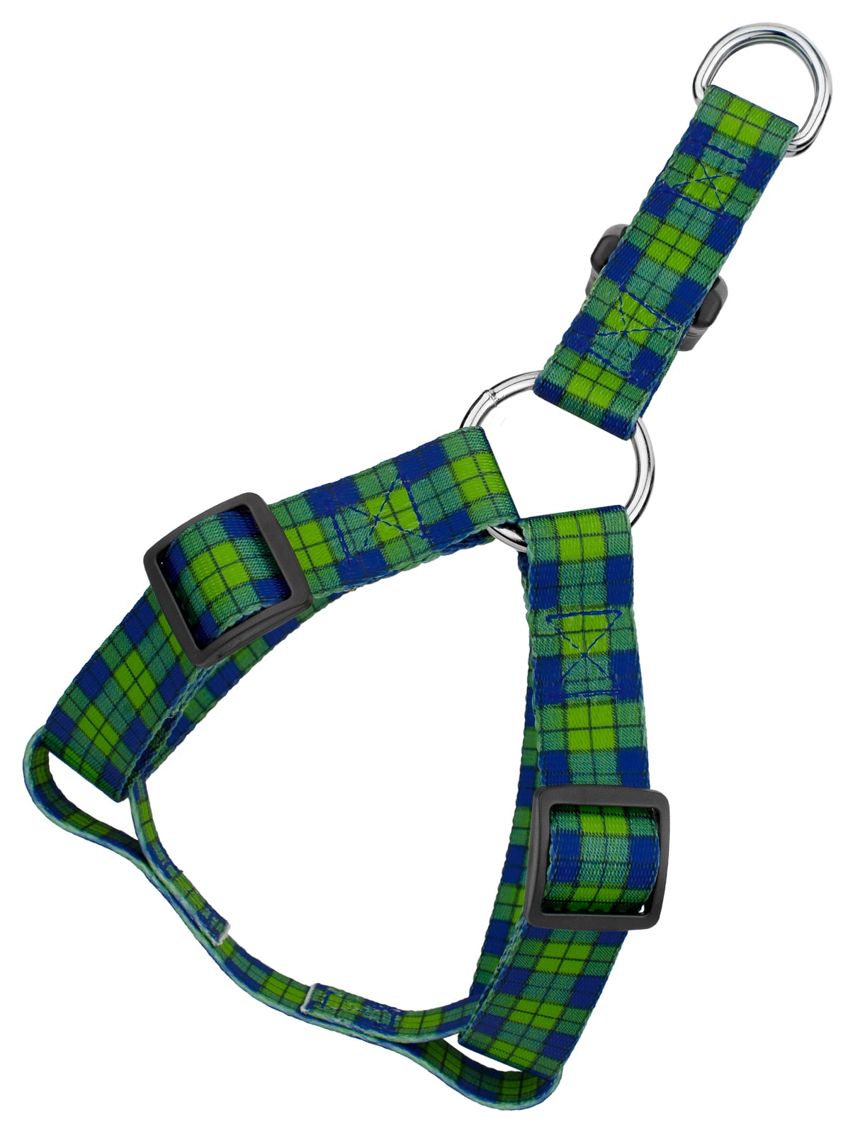 Country Brook Petz® Blue and Green Plaid Step-In Dog Harness, Medium ...
