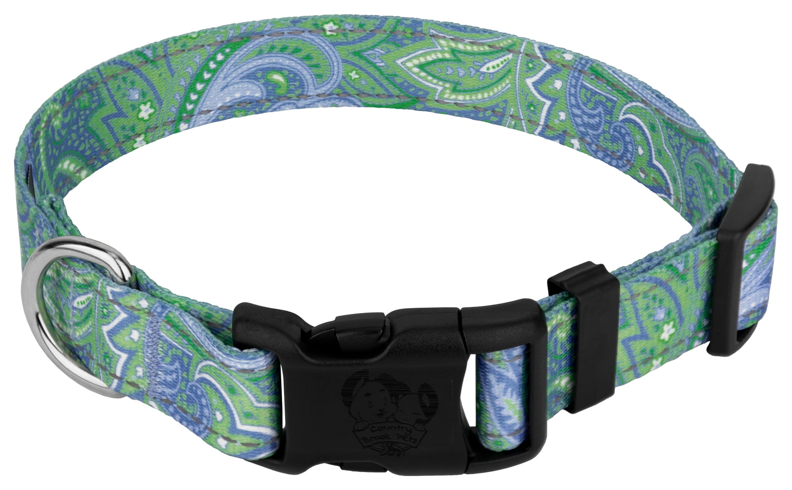 Country Brook Petz® Deluxe Green Paisley Reflective Dog Collar, Medium ...