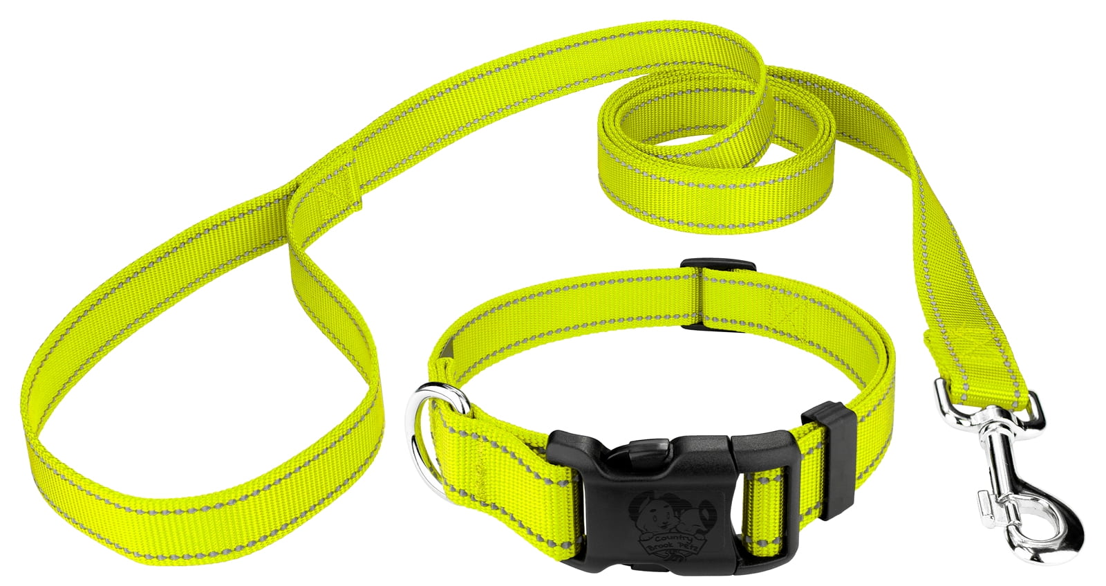Country Brook Petz® Deluxe Hot Yellow Reflective Nylon Dog Collar ...