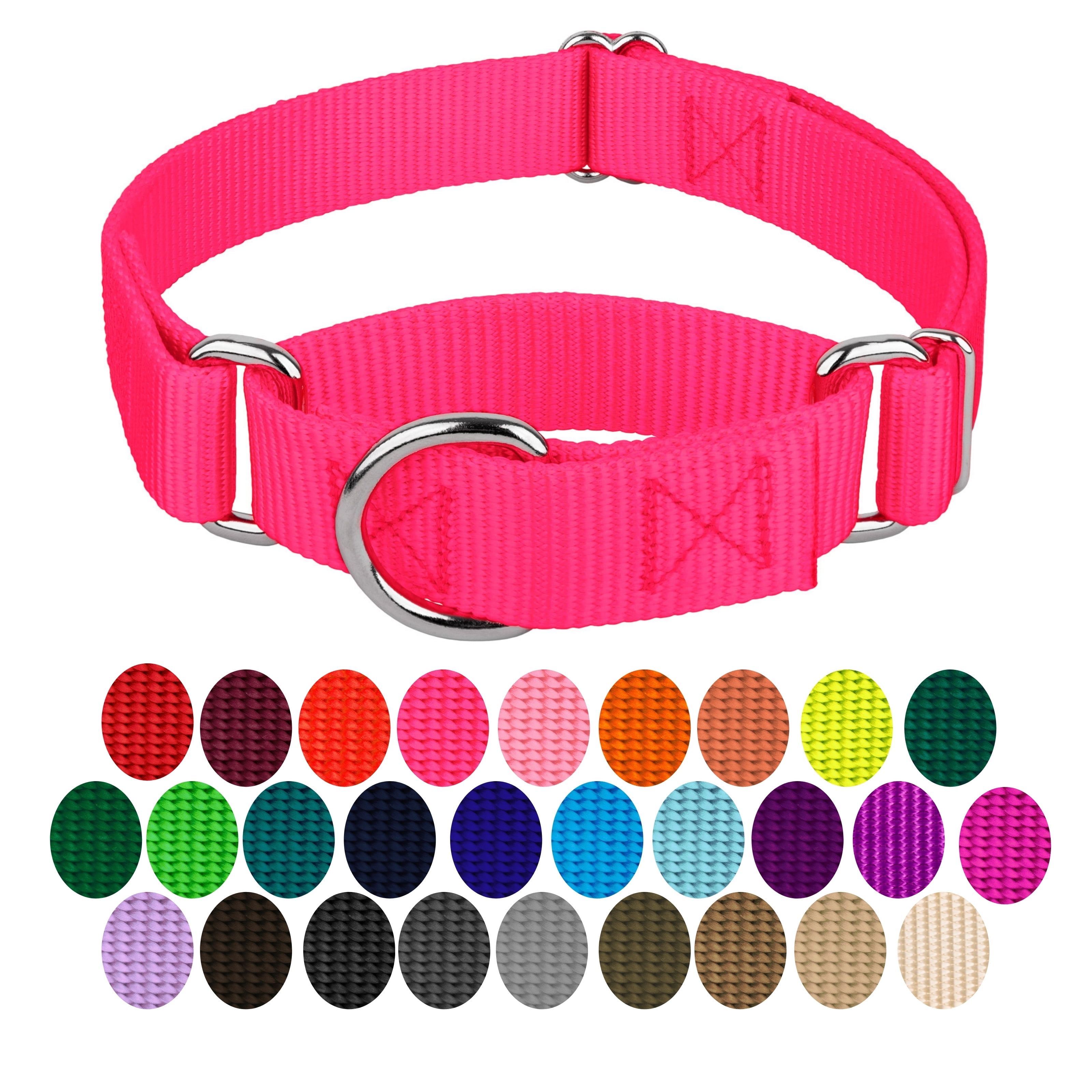 Country Brook Petz® Martingale Dog Collar - Training Collar with No Buckle (Hot Pink, Small ...