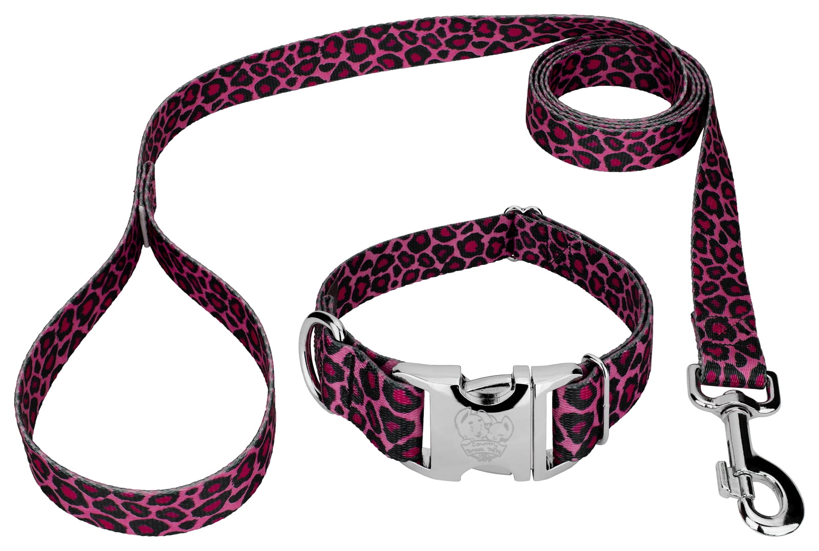 Country Brook Petz® Premium Pink Leopard Collar and Leash, Extra Large ...