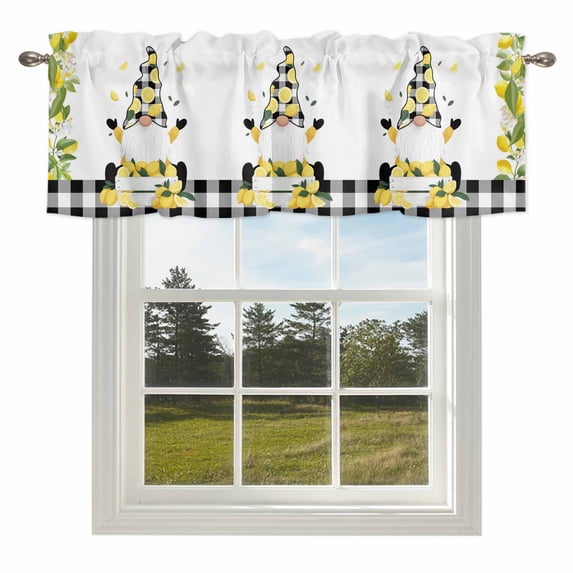 Country Buffalo Checkered Dwarf with Yellow Lemon Valances for Windows ...