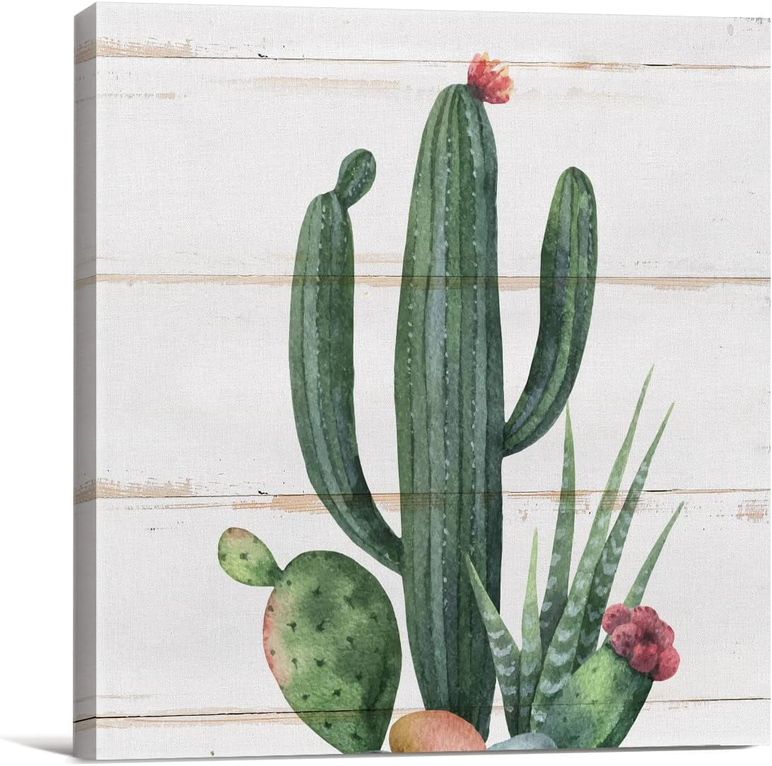 Country Cactus Wood Box Sign Desk Decor Cactus Lover Wooden Block ...