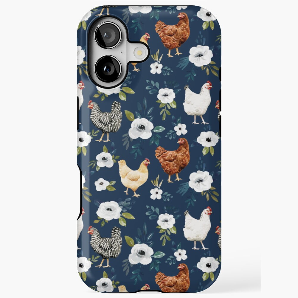 Country Chic Chicken Floral Art Compatible Phone Case for iPhone 11-17 ...
