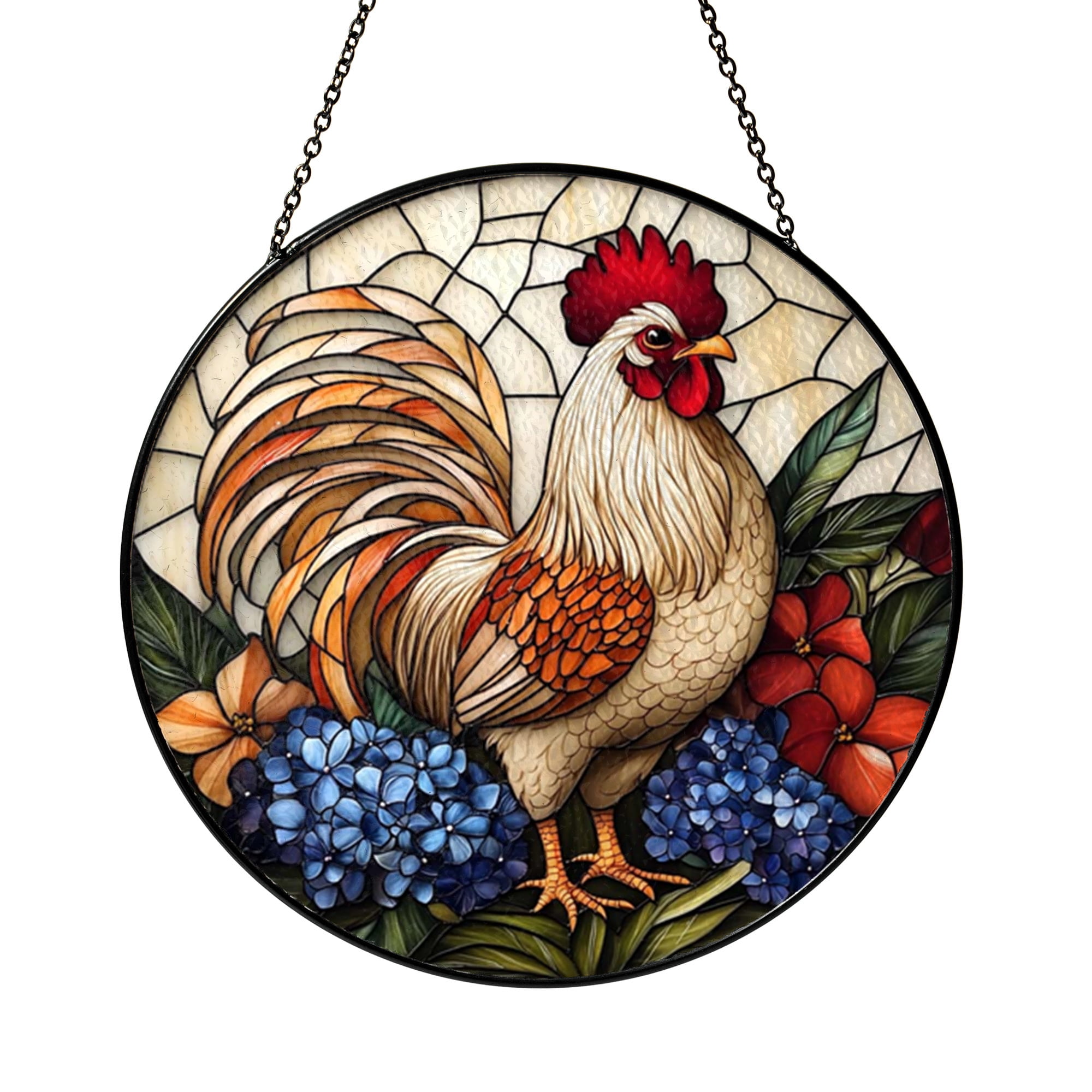 Country Chicken Stained Glass Style Suncatcher, Farmhouse Window ...