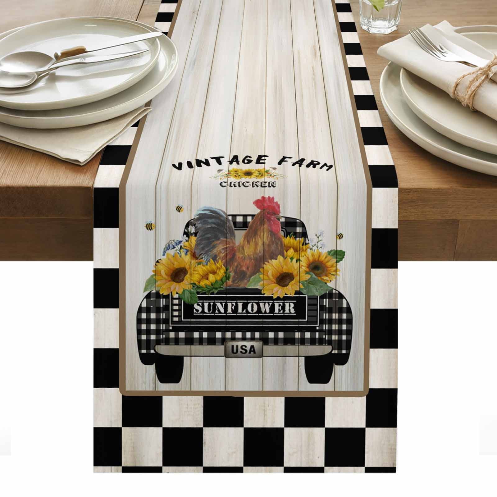Country Chicken Table Runner - 48 Inch Long, Kitchen Dining Table ...