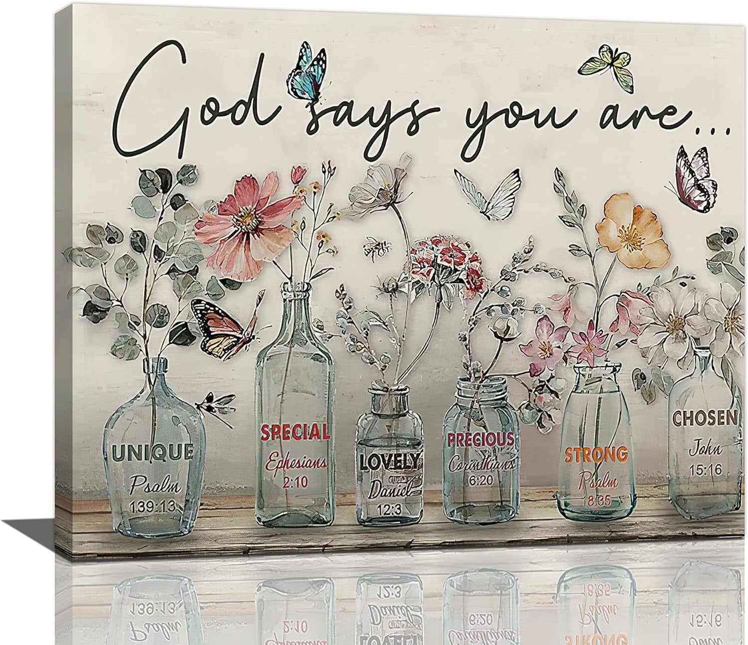 Country Christian Floral Wall Art Rustic Flower Bible Verses Pictures ...