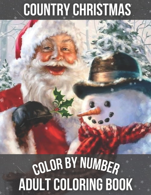 Country Christmas Color By Number Adult Coloring book: Beautiful ...