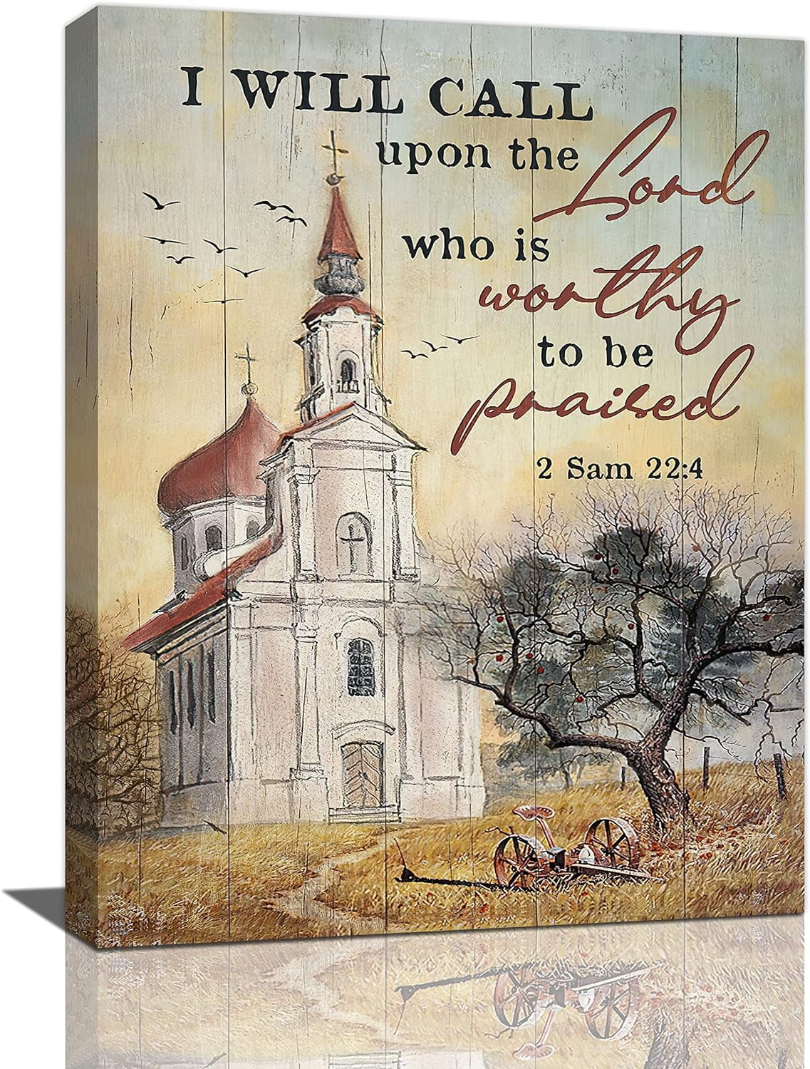 Country Church Wall Art Christian Bible Verse Wall Decor Religious Canvas Prints Framed Modern