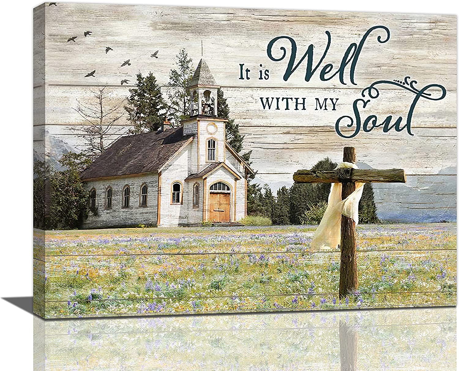 16x12 Country Church Canvas Wall Art, Rustic Faith Home Decor for ...