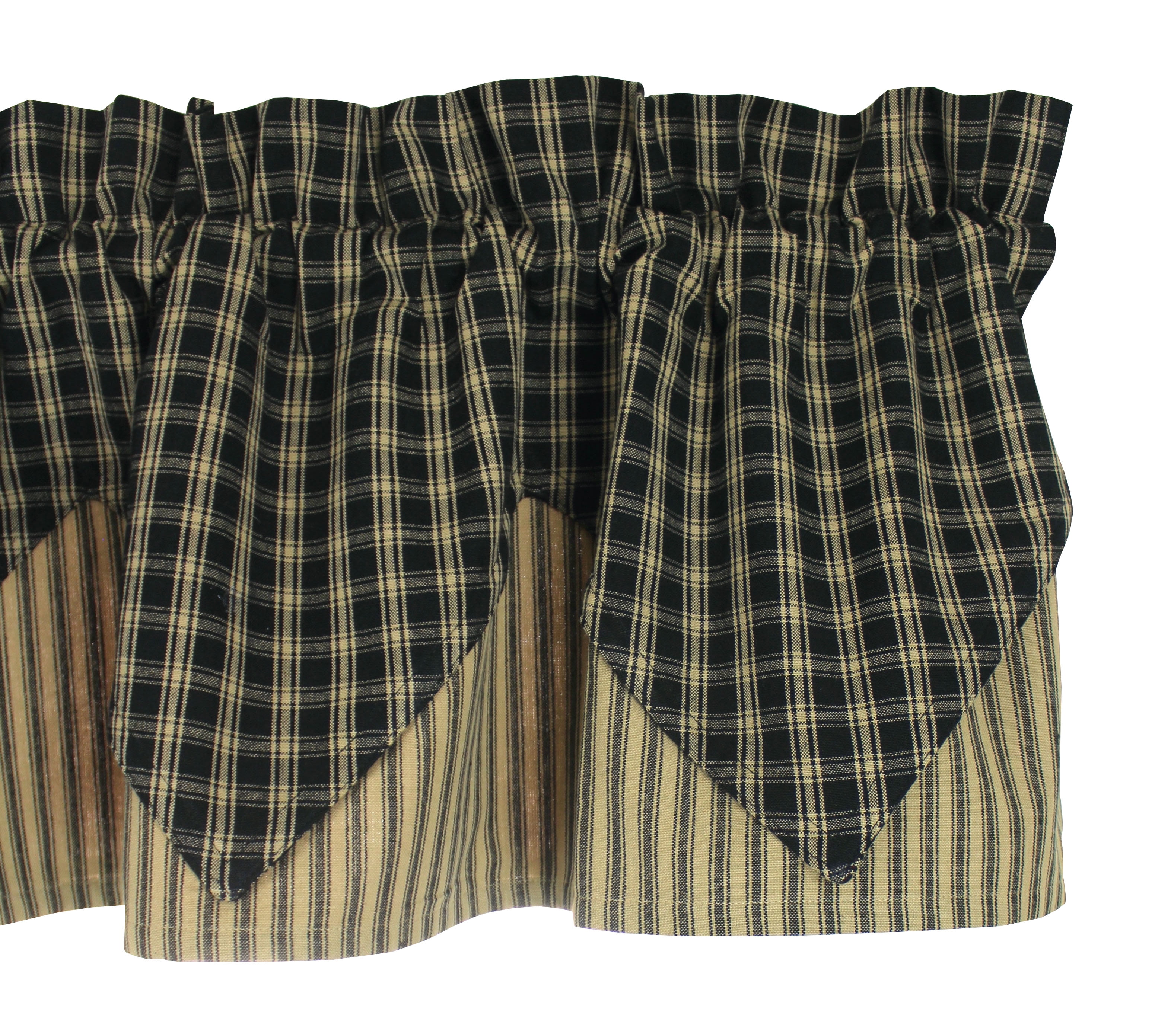 Country Classic Black Lined Point Valance 72x15 by Primitive Home ...