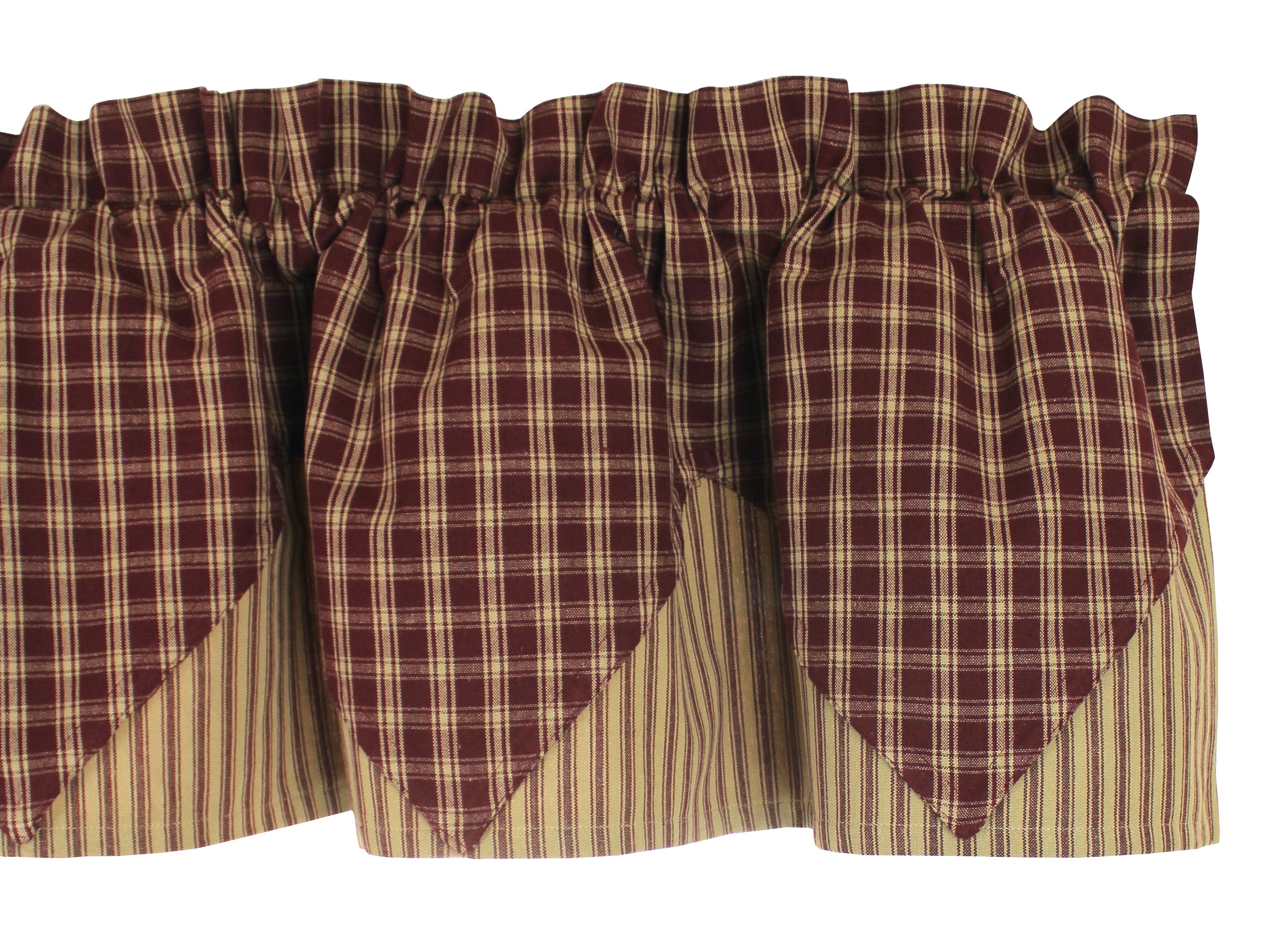 Country Classic Wine Lined Point Valance 72x15 by Primitive Home Decors ...