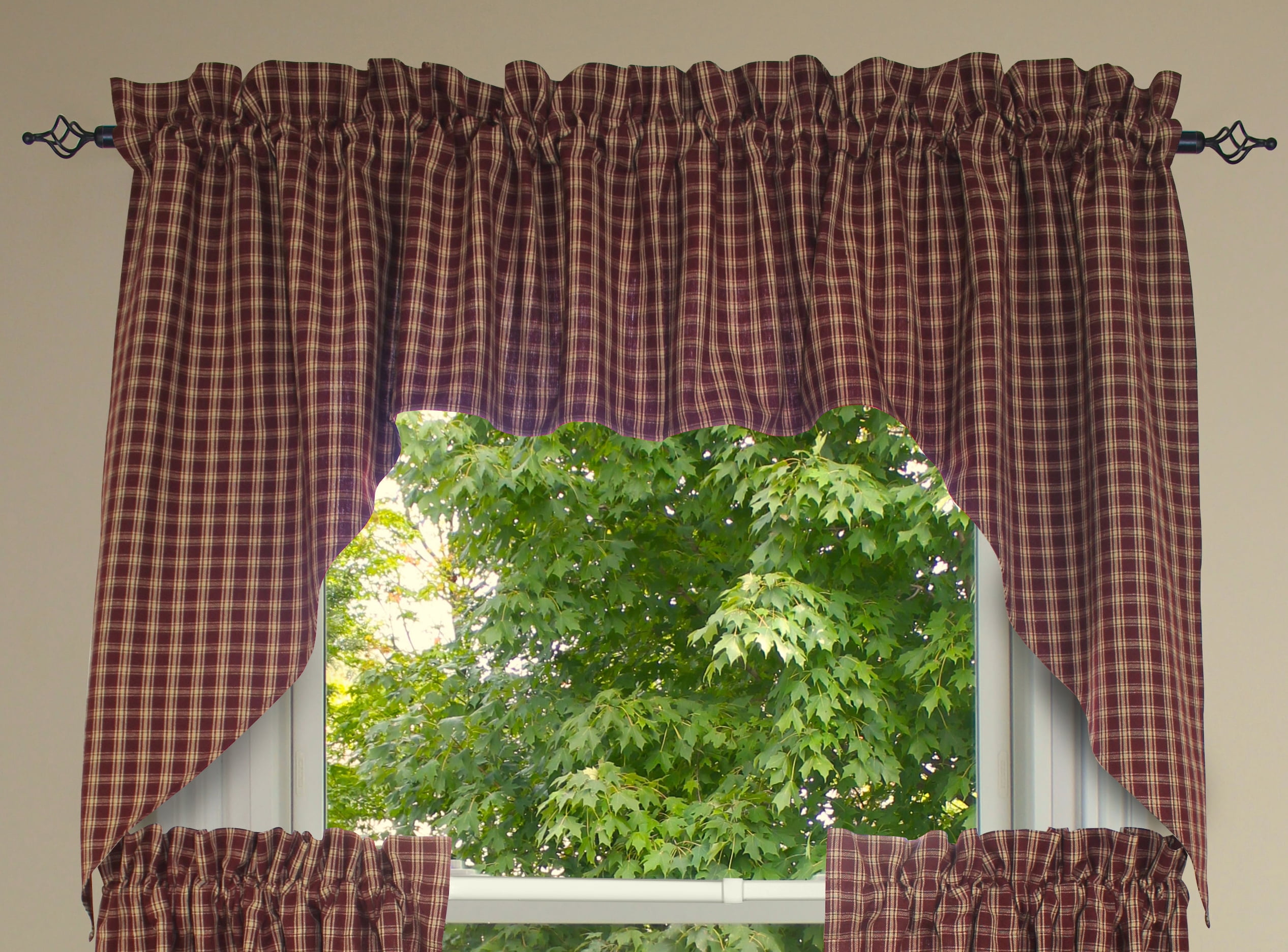 Primitive Home Decors Farmhouse Window Swags, Country Classic Wine Swag ...