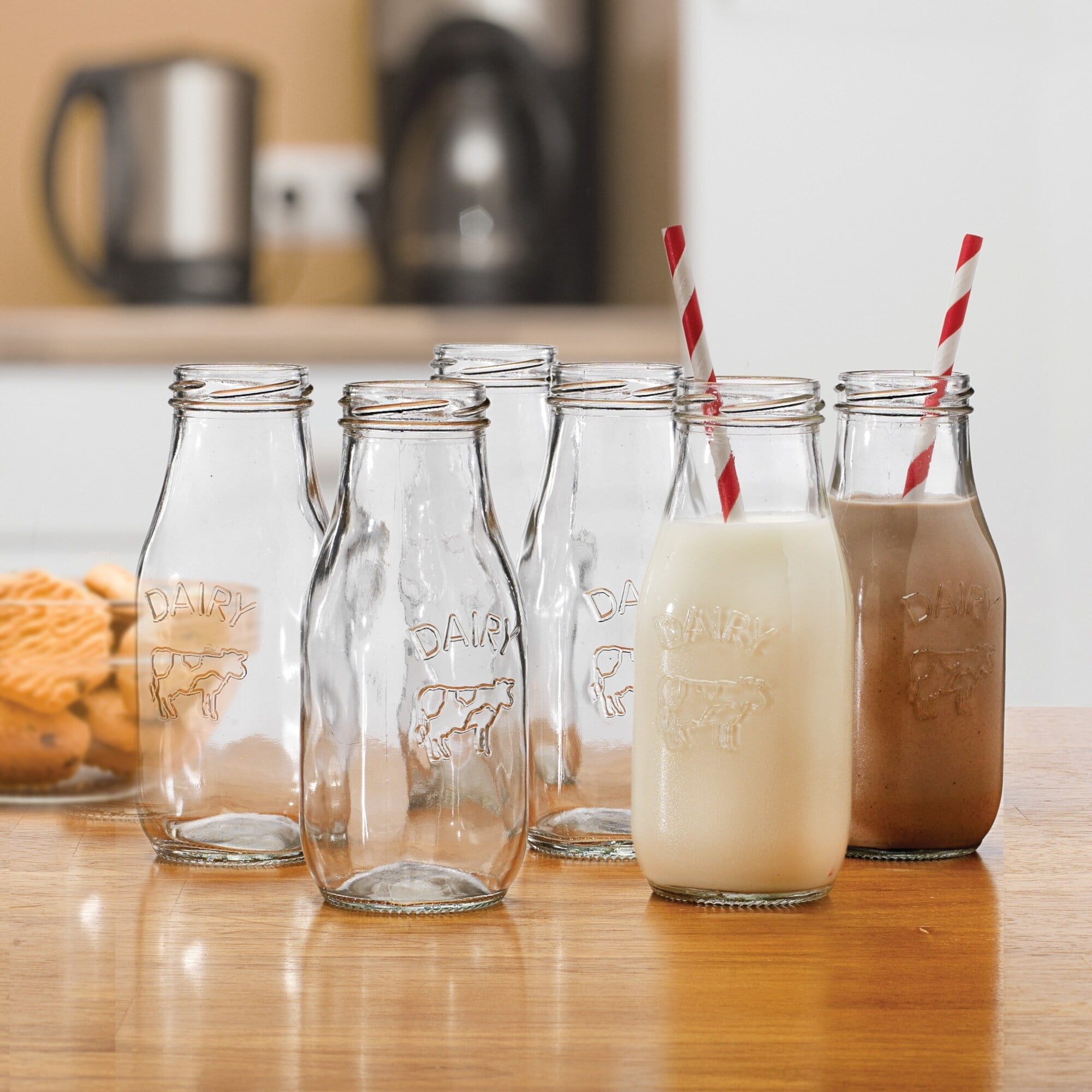 Country Clear Milk Bottle Set of 6 - 17.5 oz - Walmart.com