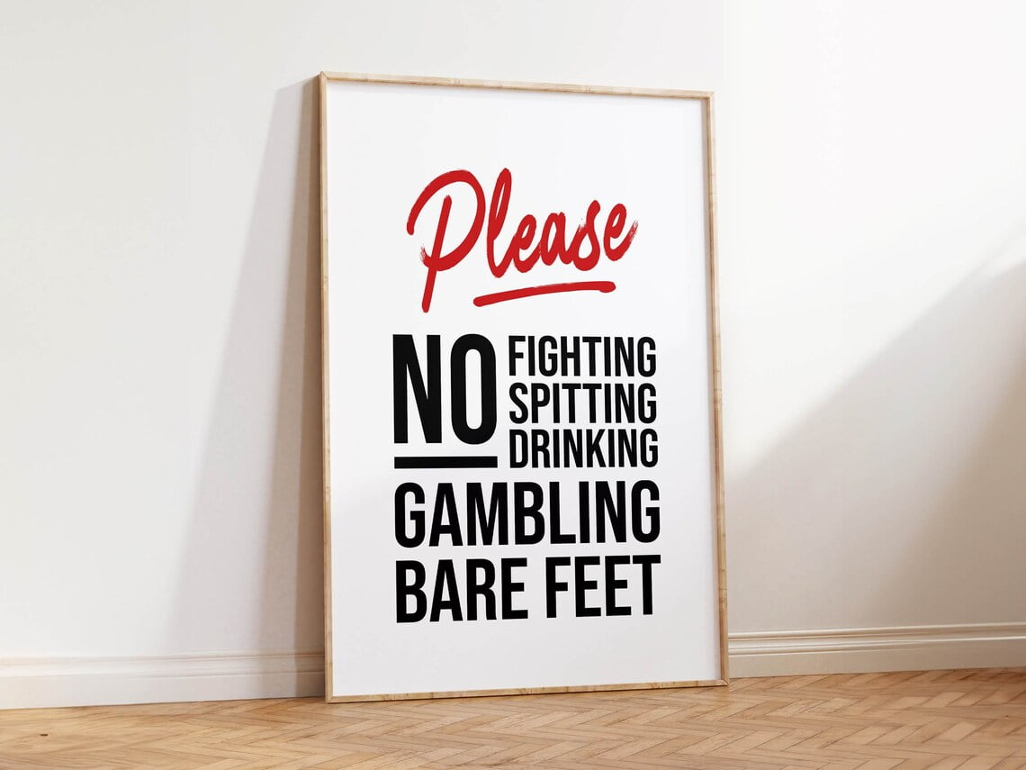 Country Club Bathroom Rules Wall Art, Unframed Paper Print Size 12x18 ...