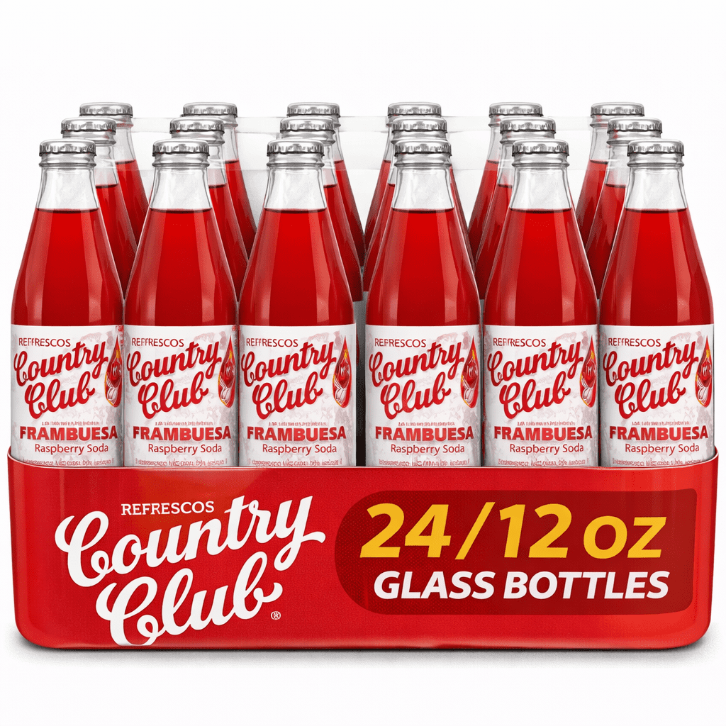 Country Club Frambuesa Raspberry Soda, 12 fl oz Glass Bottles, 24 Pack ...
