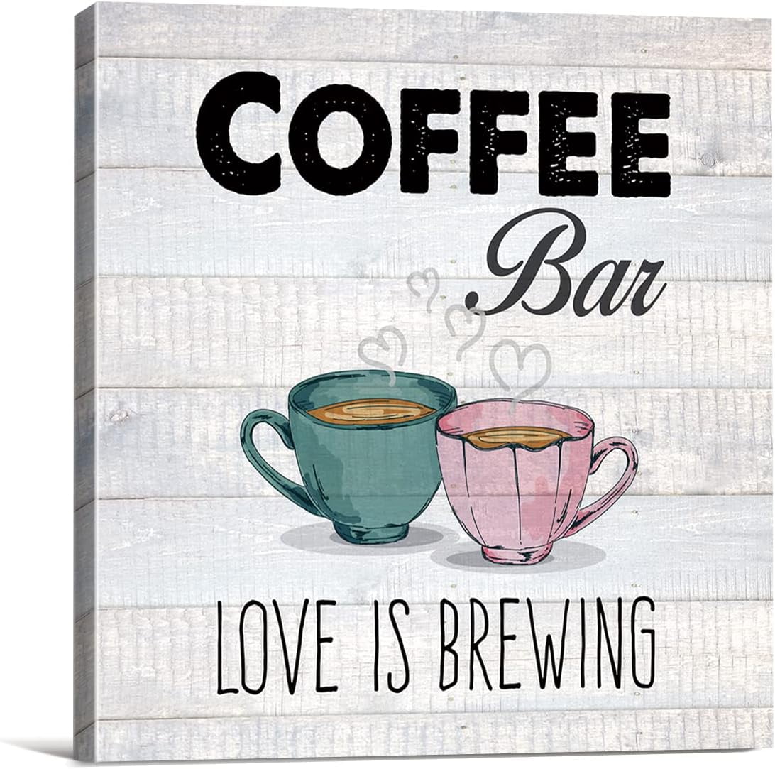 Country Coffee Bar Love is Brewing Wood Box Sign Desk Decor Coffee ...