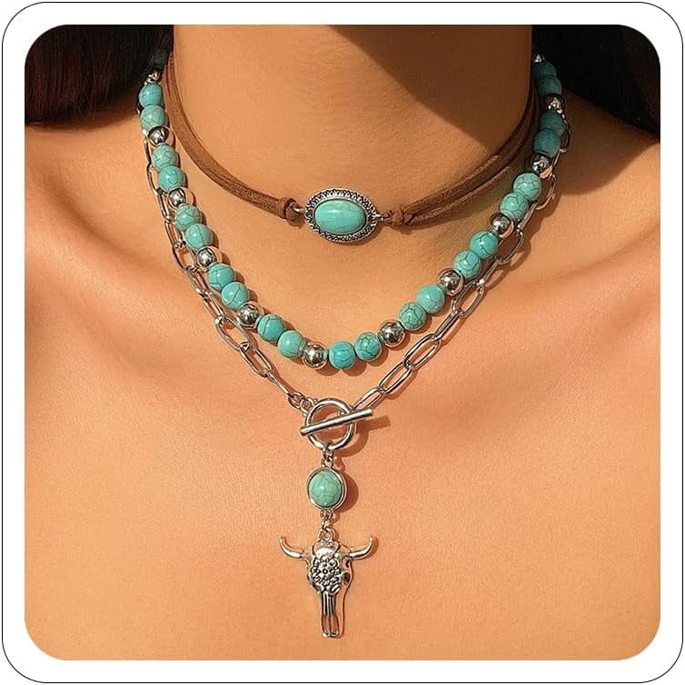 Country Concert Jewelry Western Necklaces for Women Boho Turquoise ...