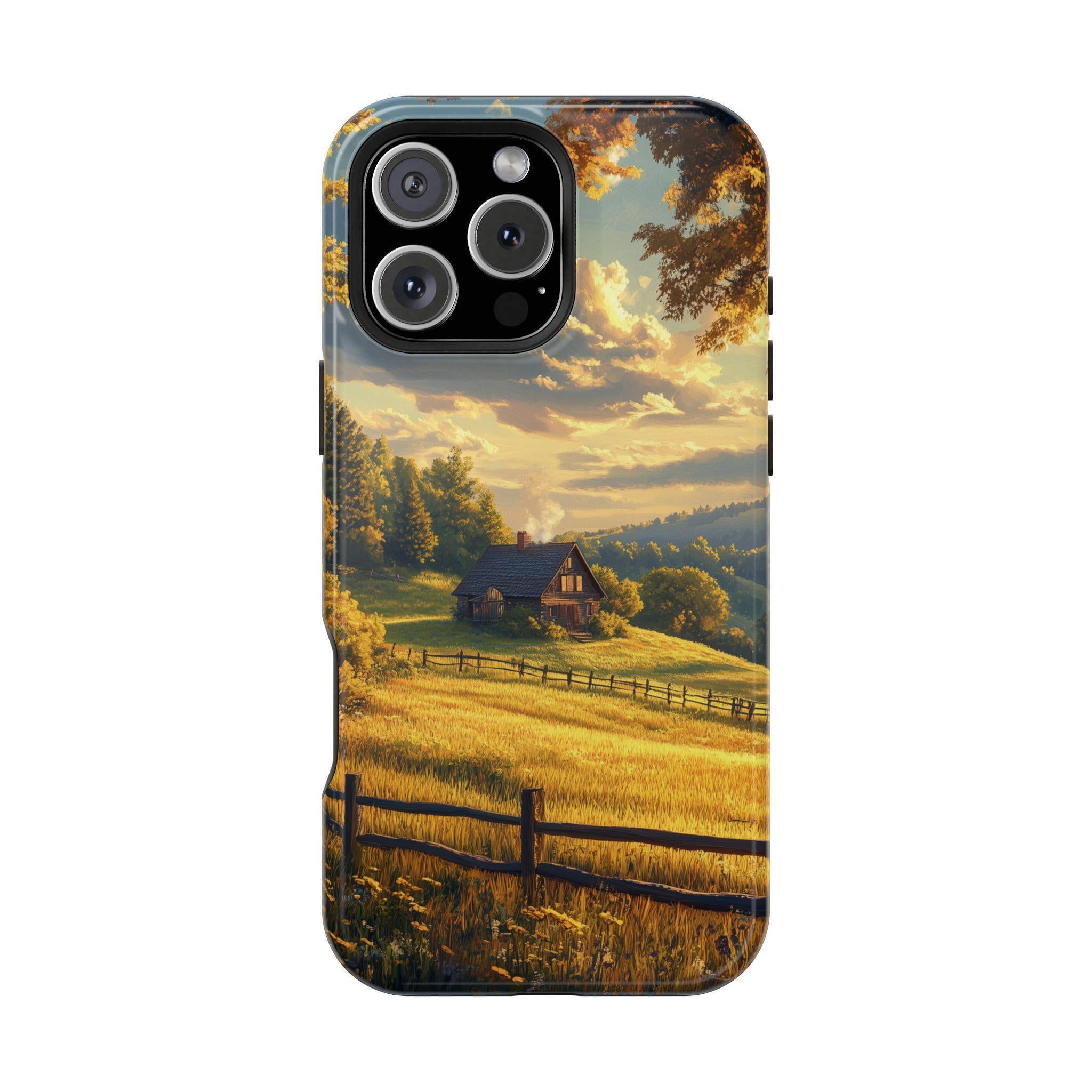 Country Cottage Meadow Retreat Autumn Morning Glow Phone Case with ...
