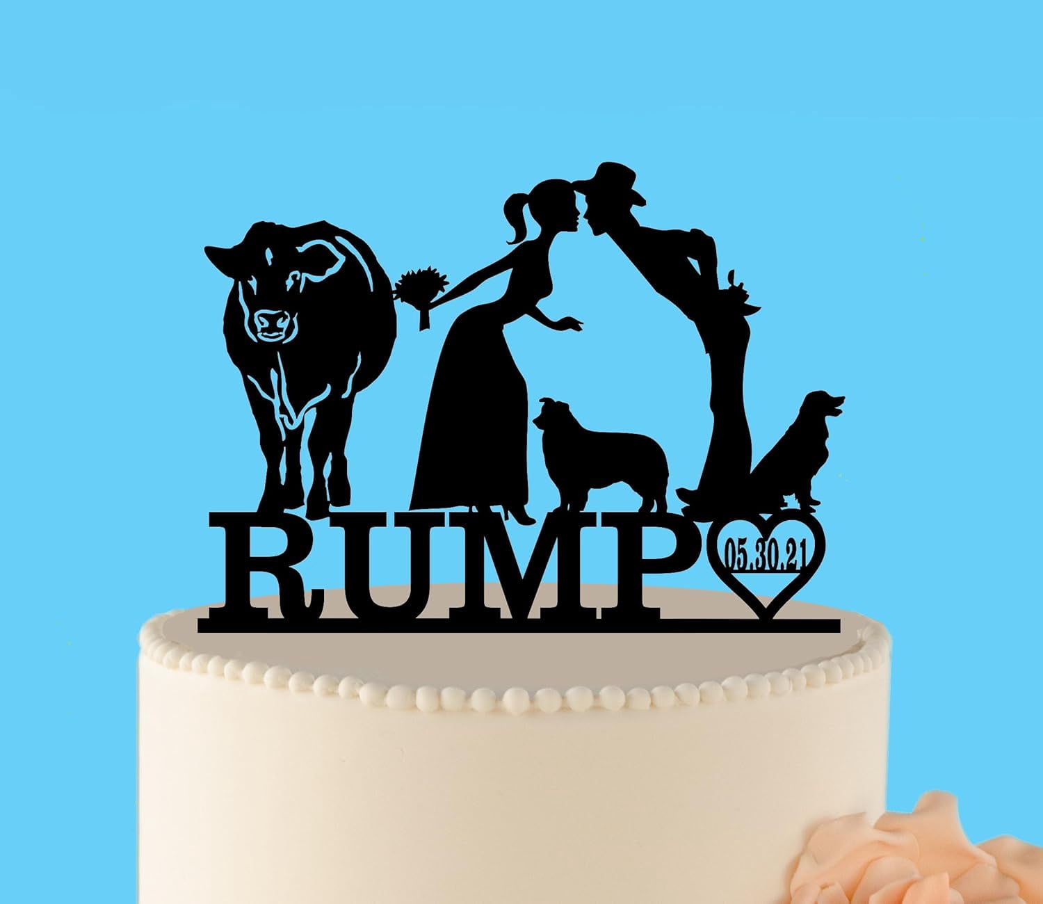 Country Couple With Cow and Tractor Cake Topper,Farmer Wedding Cake ...