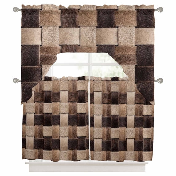 Country Cow Print Kitchen Curtains Swag Valance and Tier Curtains Set ...