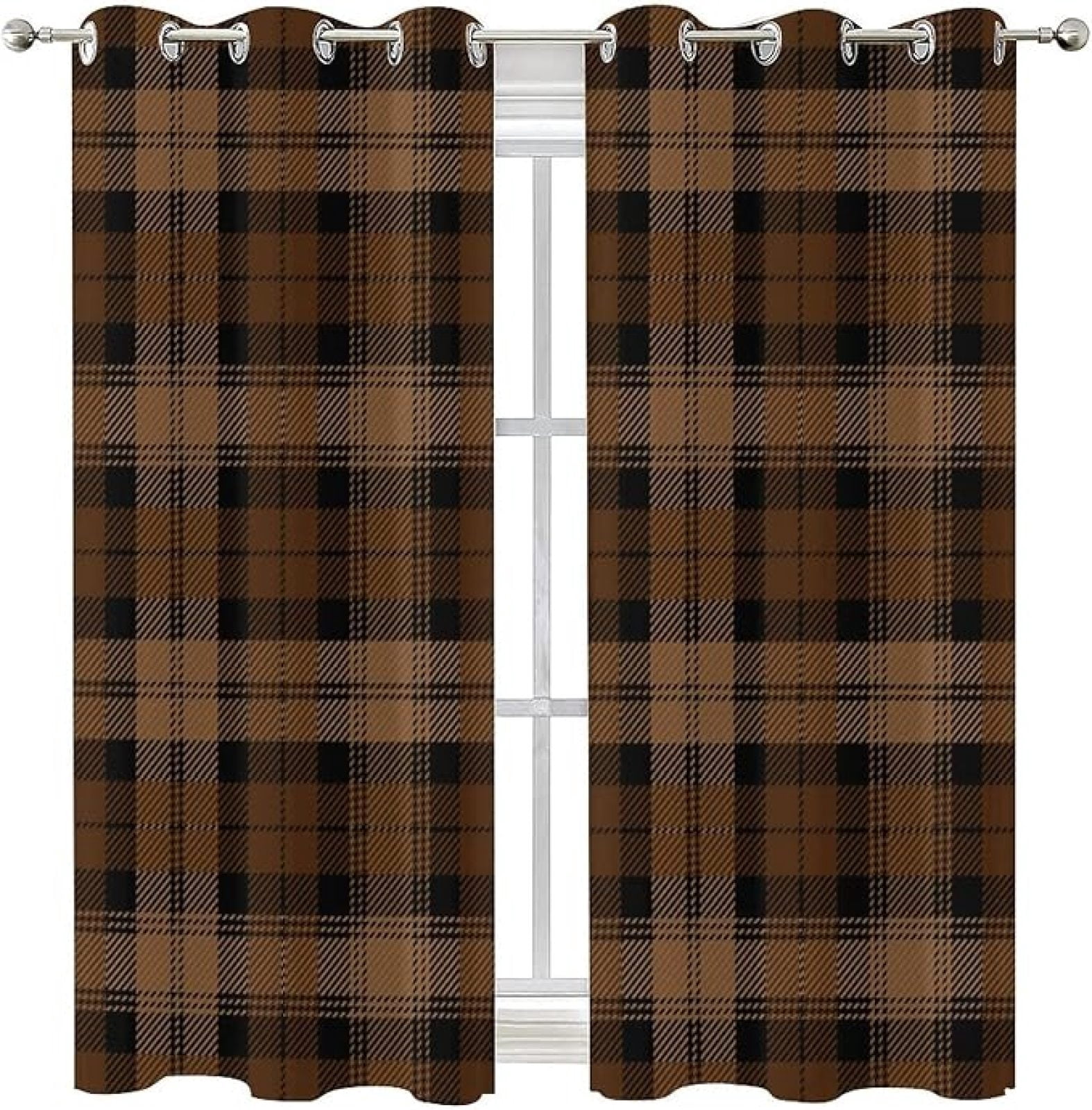 Country Curtains, Diagonal Traditional Vintage Tartan Pattern Living ...
