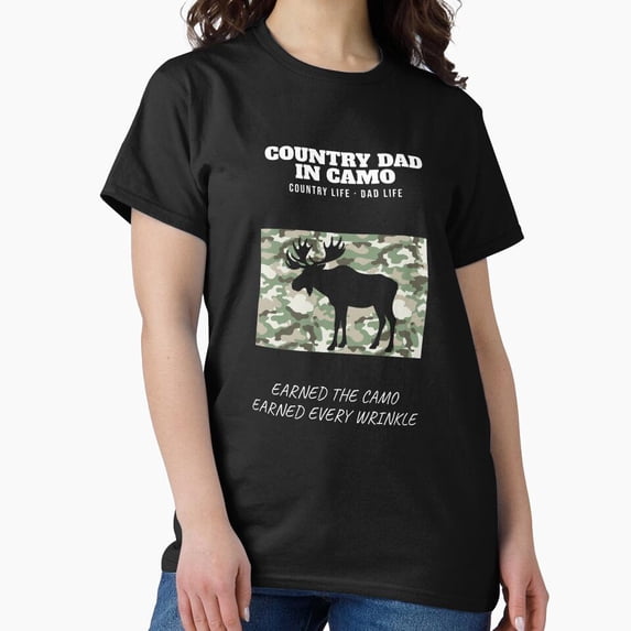 Country Dad in Camo T-Shirt | Moose Silhouette Funny Fatherhood Gift ...