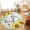 Country Daisy Flower Sunflower Round Rug 3ft Pastoral Bee Buffalo Plaid ...